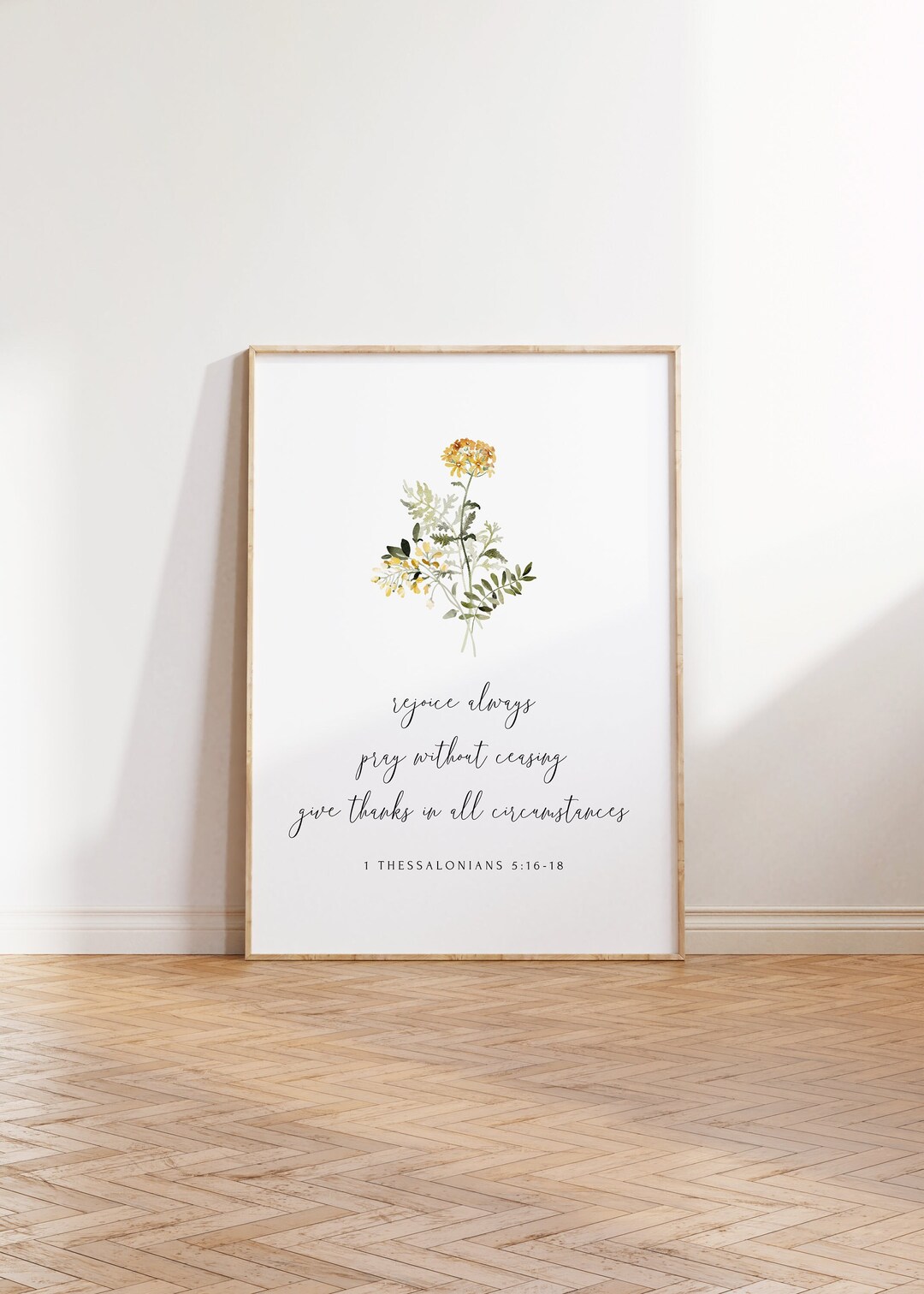 Christian Floral Wall Art, Rejoice Always, 1 Thessalonians 5, Modern ...