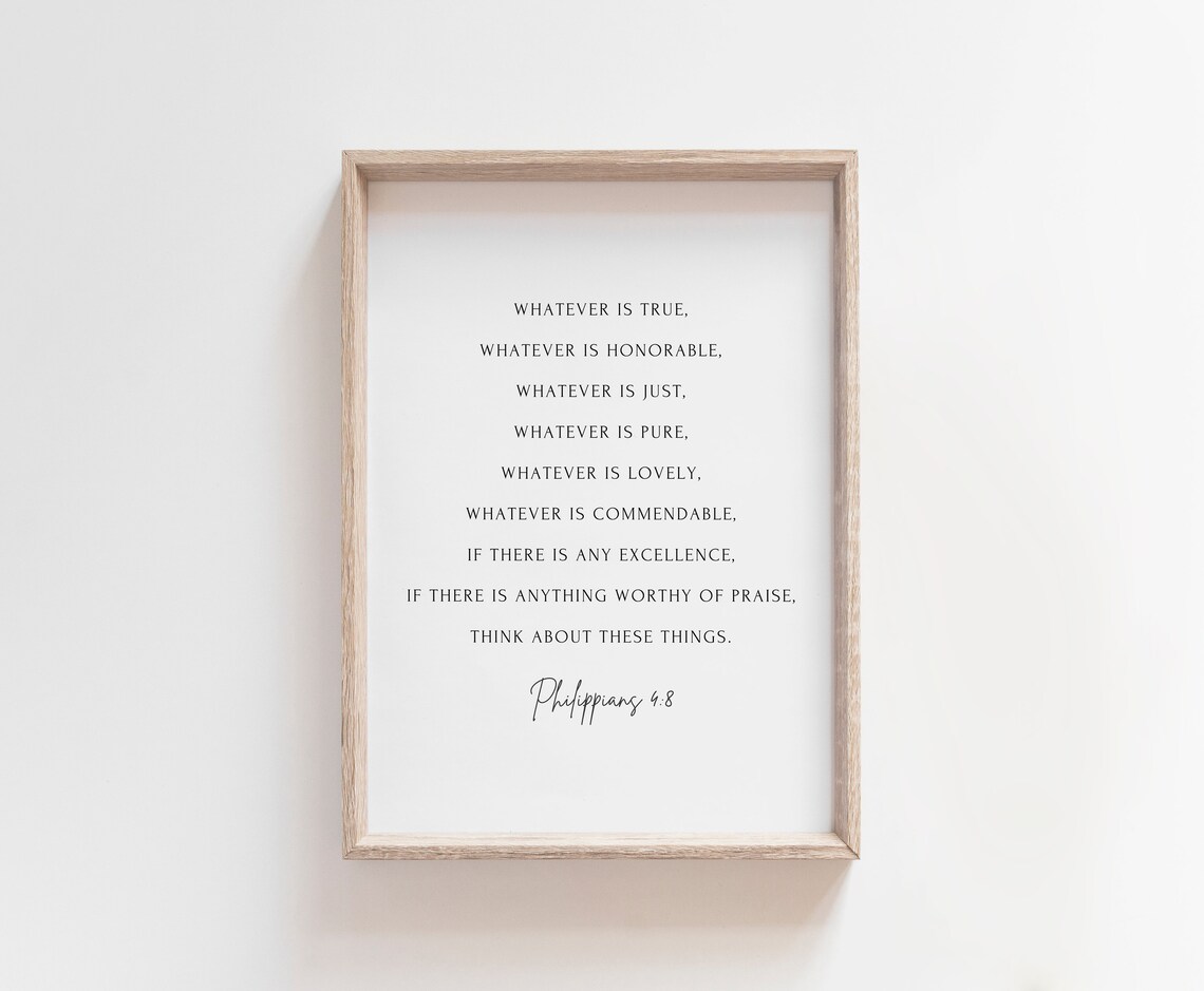 Whatever is True, Philippians 4:8, Minimal Christian Wall Art, Bible ...
