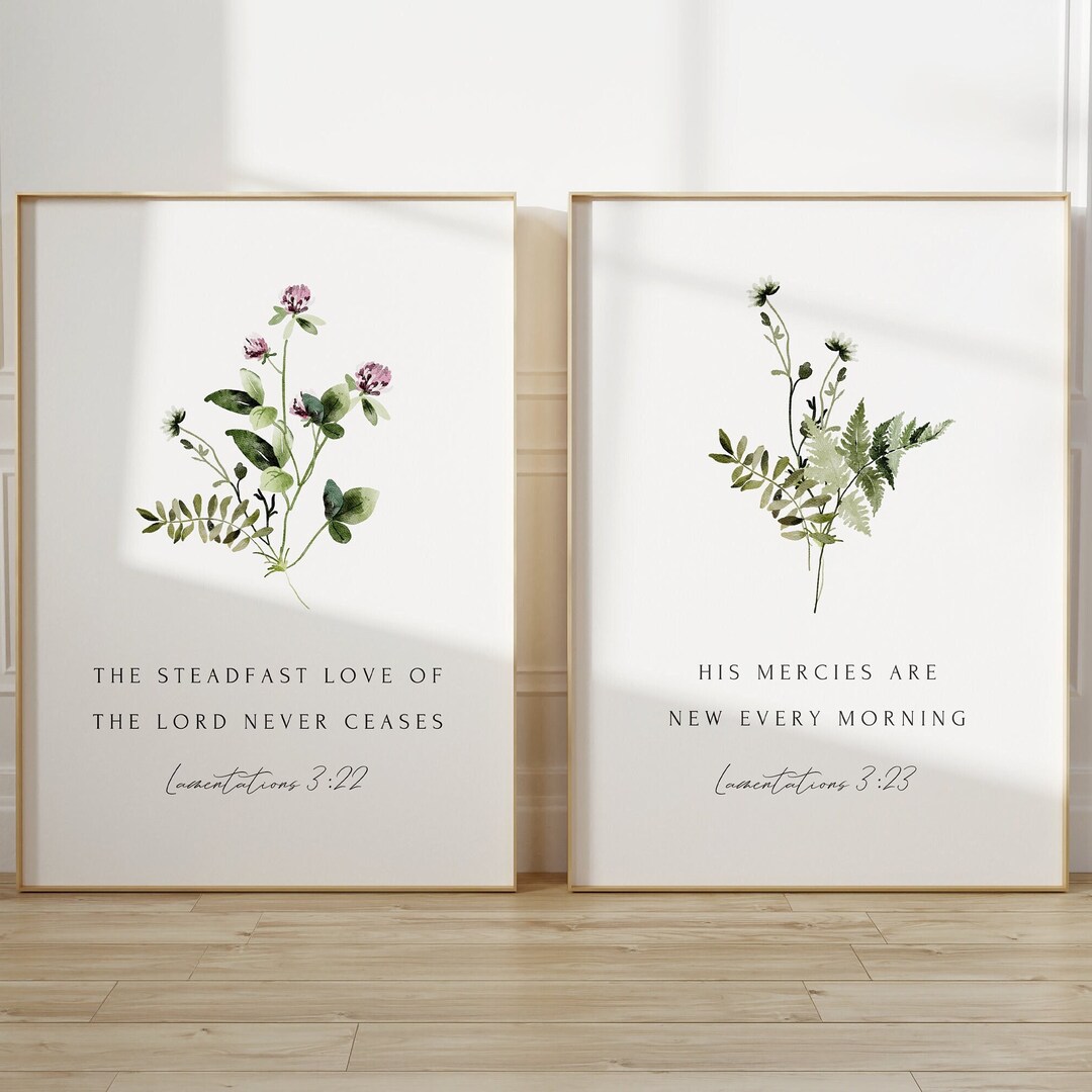 Christian Floral Poster Set of 2, His Mercies Are New Every Morning ...