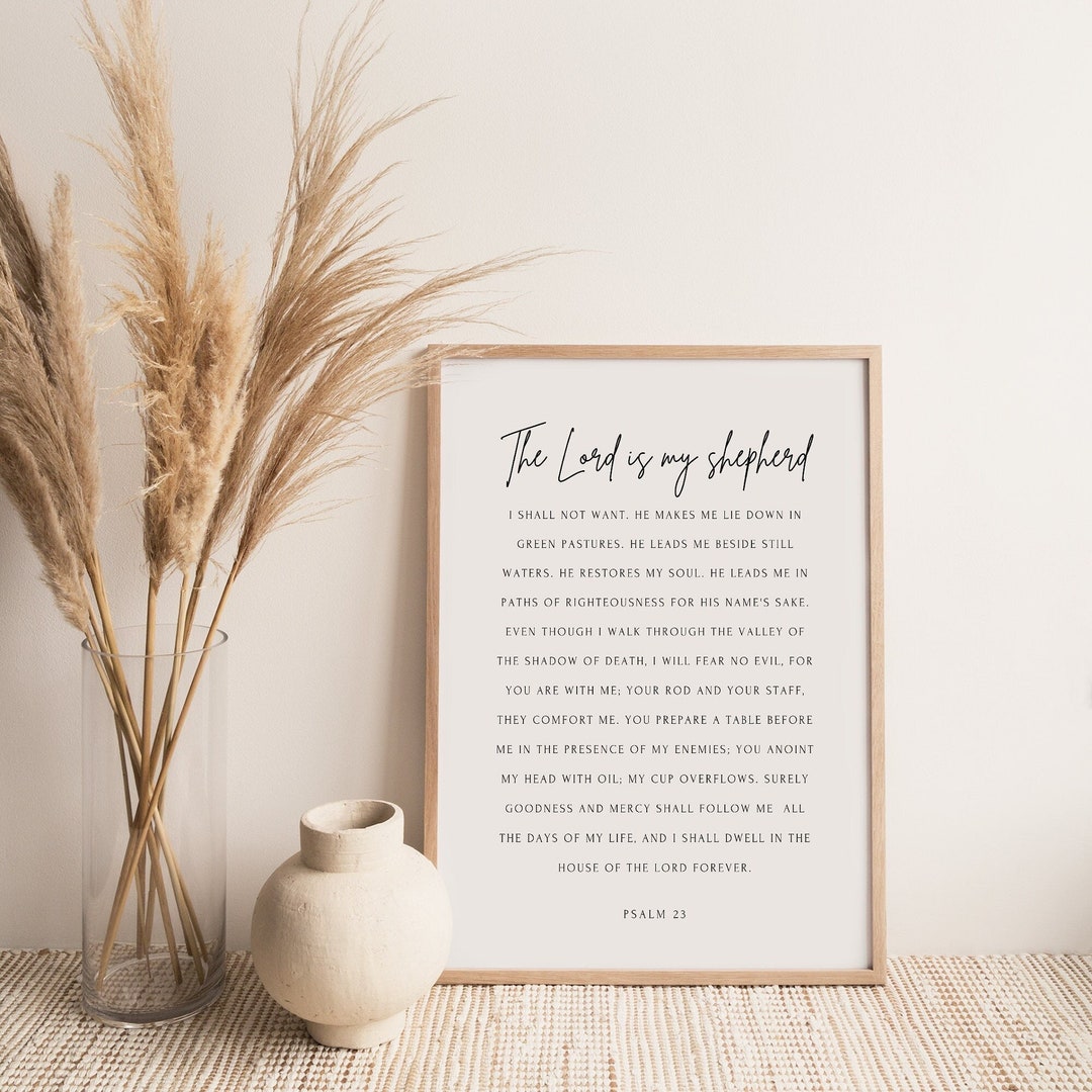 Bible Verse Wall Art, Psalm 23 Poster, the Lord is My Shepherd, Minimal ...