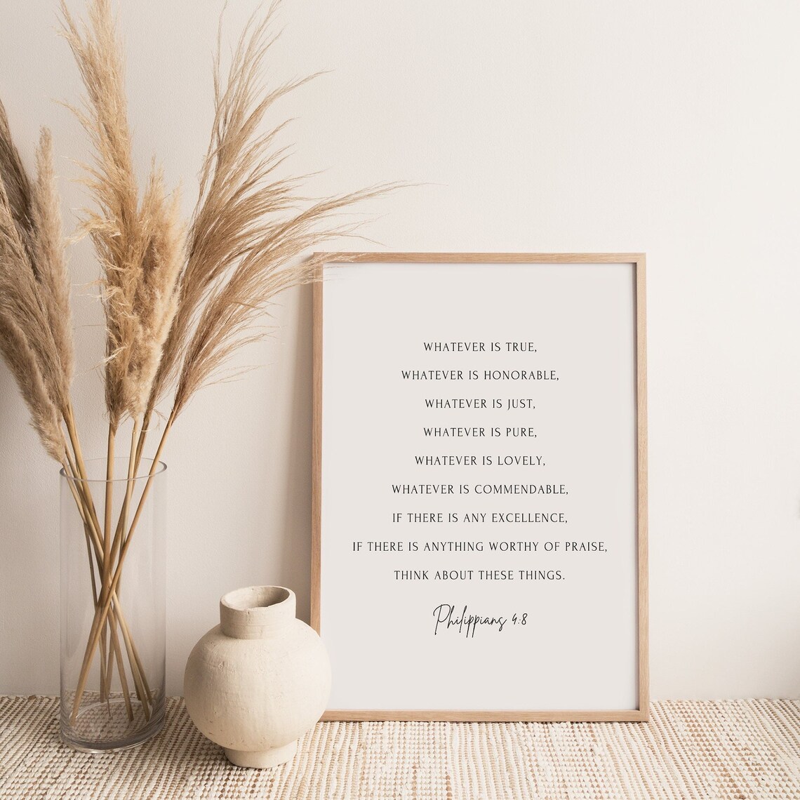 Whatever is True, Philippians 4:8, Minimal Christian Wall Art, Bible ...