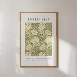Psalm Christian Wall Art Set of 3, Floral Pattern Bible Verse Print ...
