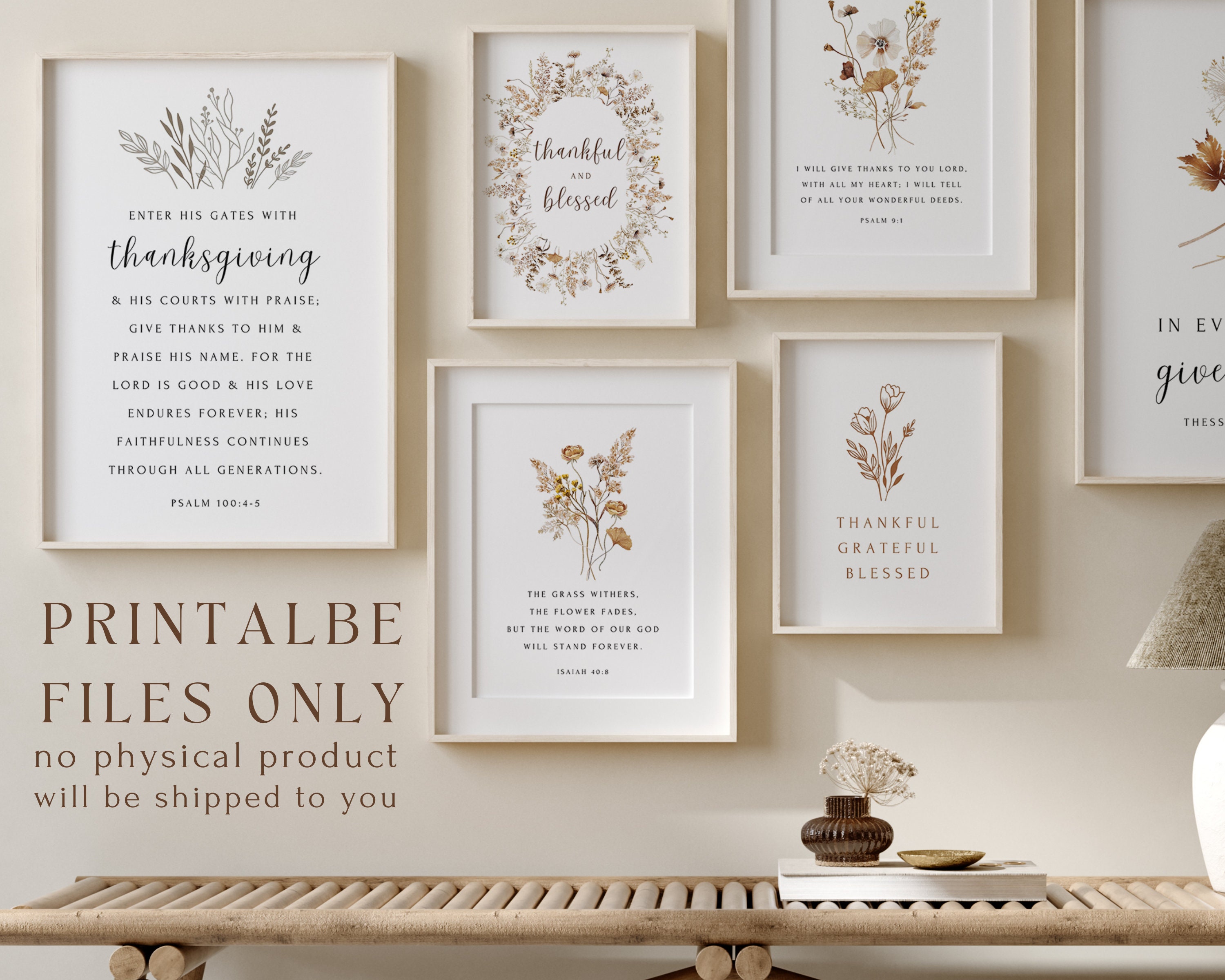 ENTER HIS GATES, Psalm 100:4-5, Fall Christian Wall Art, Thanksgiving ...