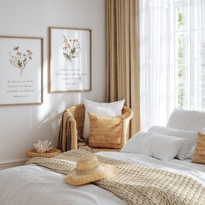 Christian Floral Poster Set of 2, Bible Verse Wall Art, Botanical ...