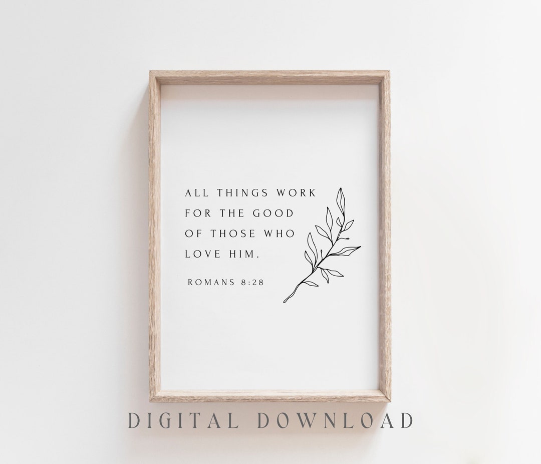 ROMANS 8:28, Modern Bible Verse Wall Art, Minimal Christian Decor ...