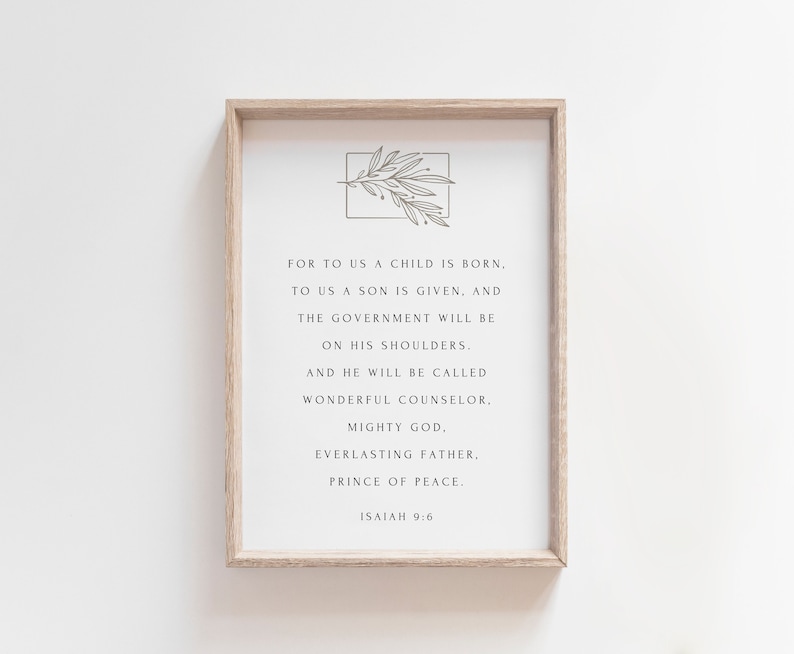 Printable Christmas Print Isaiah 9:6 Bible Verse Wall Art - Etsy