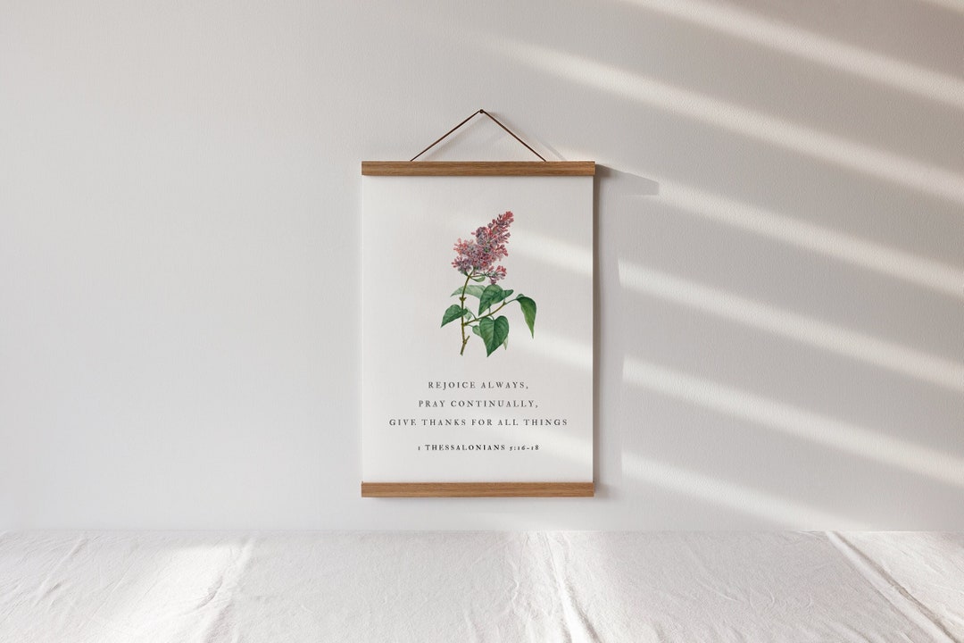 Floral Bible Verse Hanging Sign, 1 Thessalonians 5:16-18, Framed ...