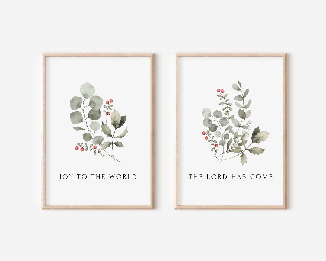 JOY to THE WORLD Set of 2, Christmas Carol Decor, Religious Quote Print ...