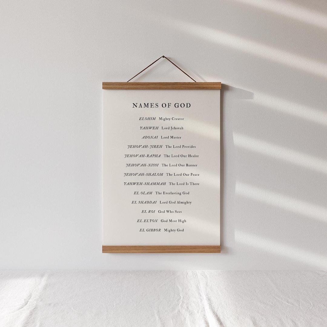 Hebrew Names of God, Christian Hanging Sign, Framed Bible Verse Wall ...