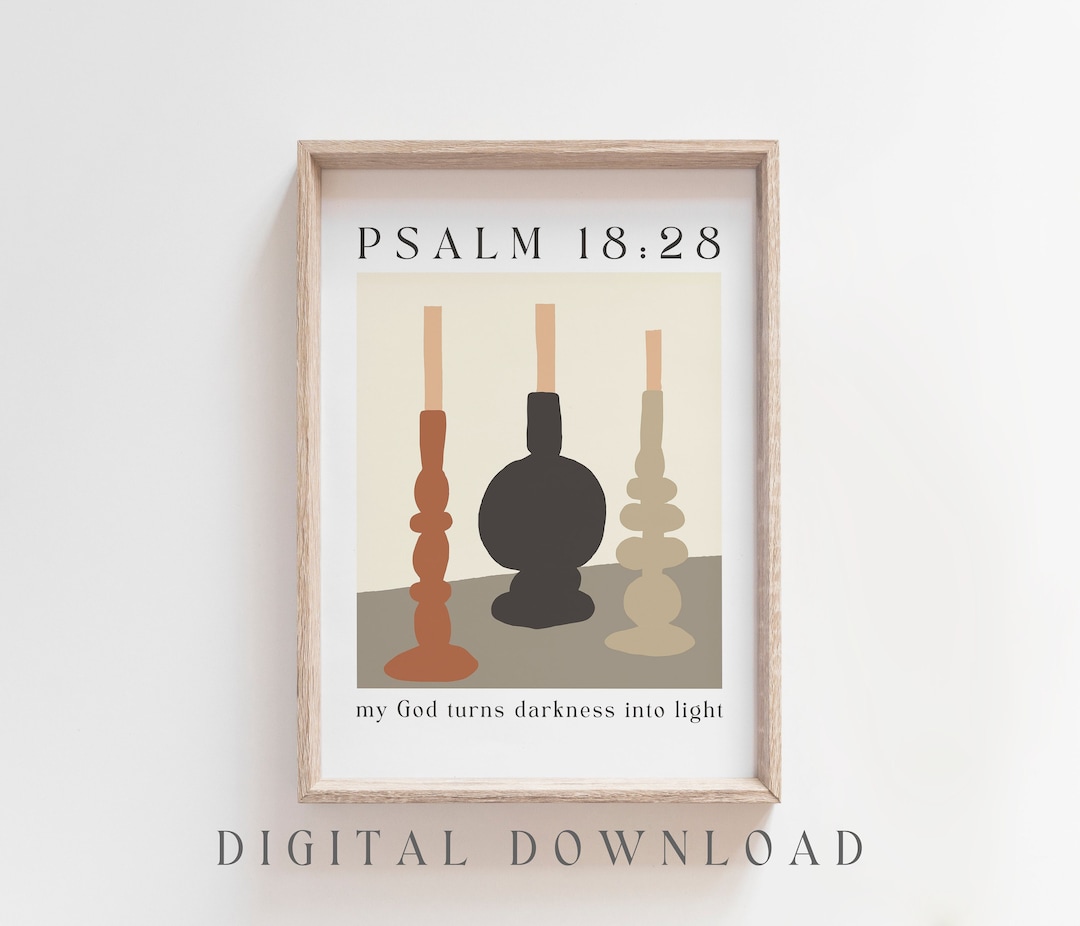 DARKNESS INTO LIGHT, Psalm 18:28, Modern Christian Wall Art, Bible ...