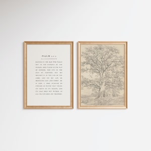 Christian Wall Art Set of 2, Psalm 1, Encouraging Bible Verse Print ...