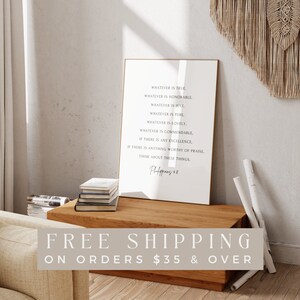 Whatever is True, Philippians 4:8, Minimal Christian Wall Art, Bible ...