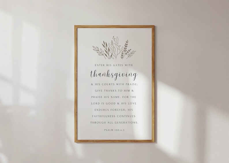 ENTER HIS GATES, Psalm 100:4-5, Fall Christian Wall Art, Thanksgiving ...