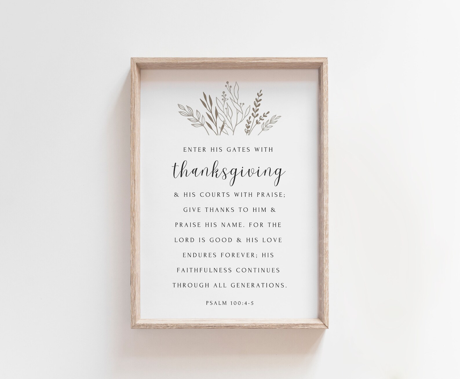 ENTER HIS GATES, Psalm 100:4-5, Fall Christian Wall Art, Thanksgiving ...