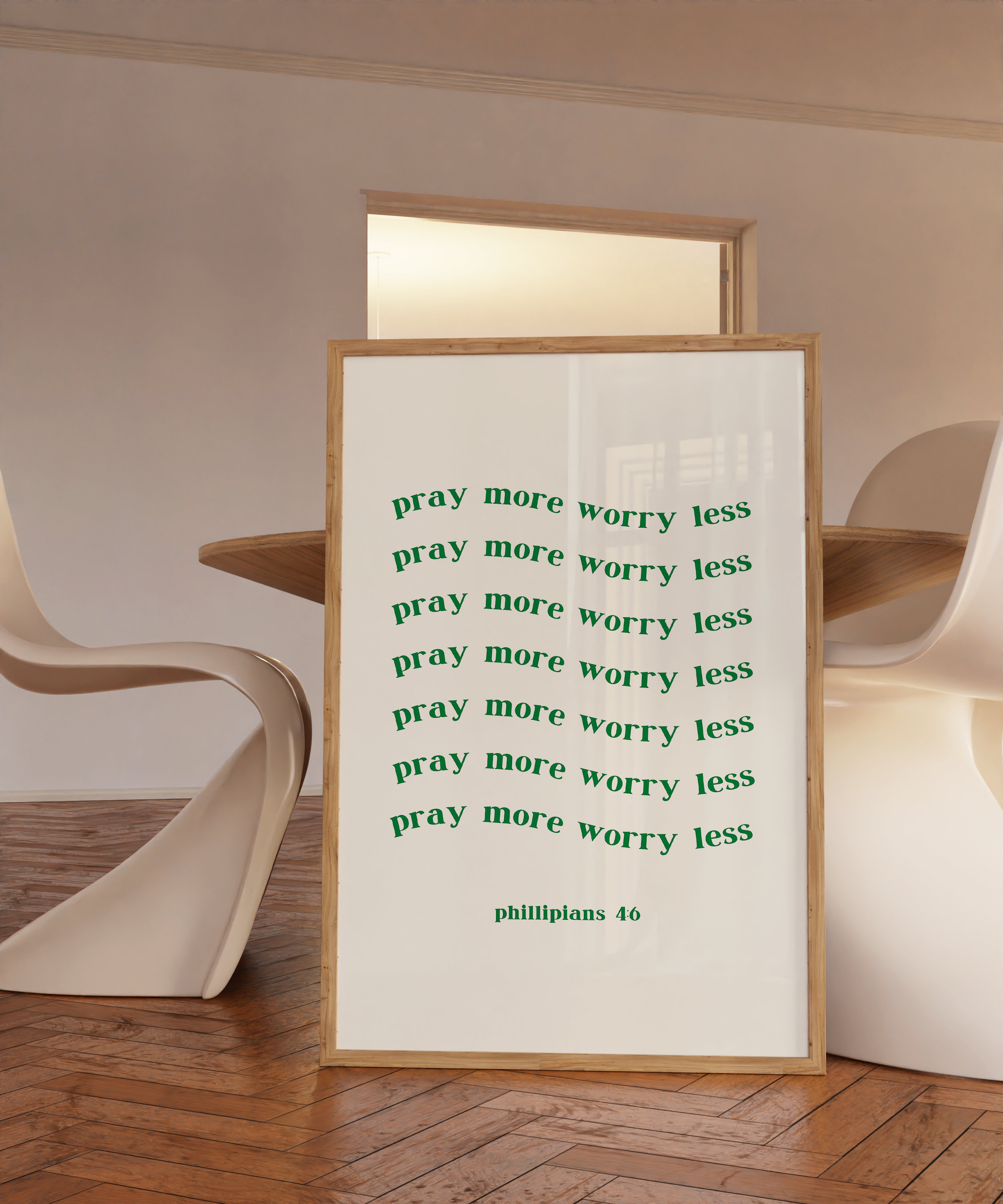 Modern Christian Wall Art, Pray More Worry Less, Aesthetic Cute ...