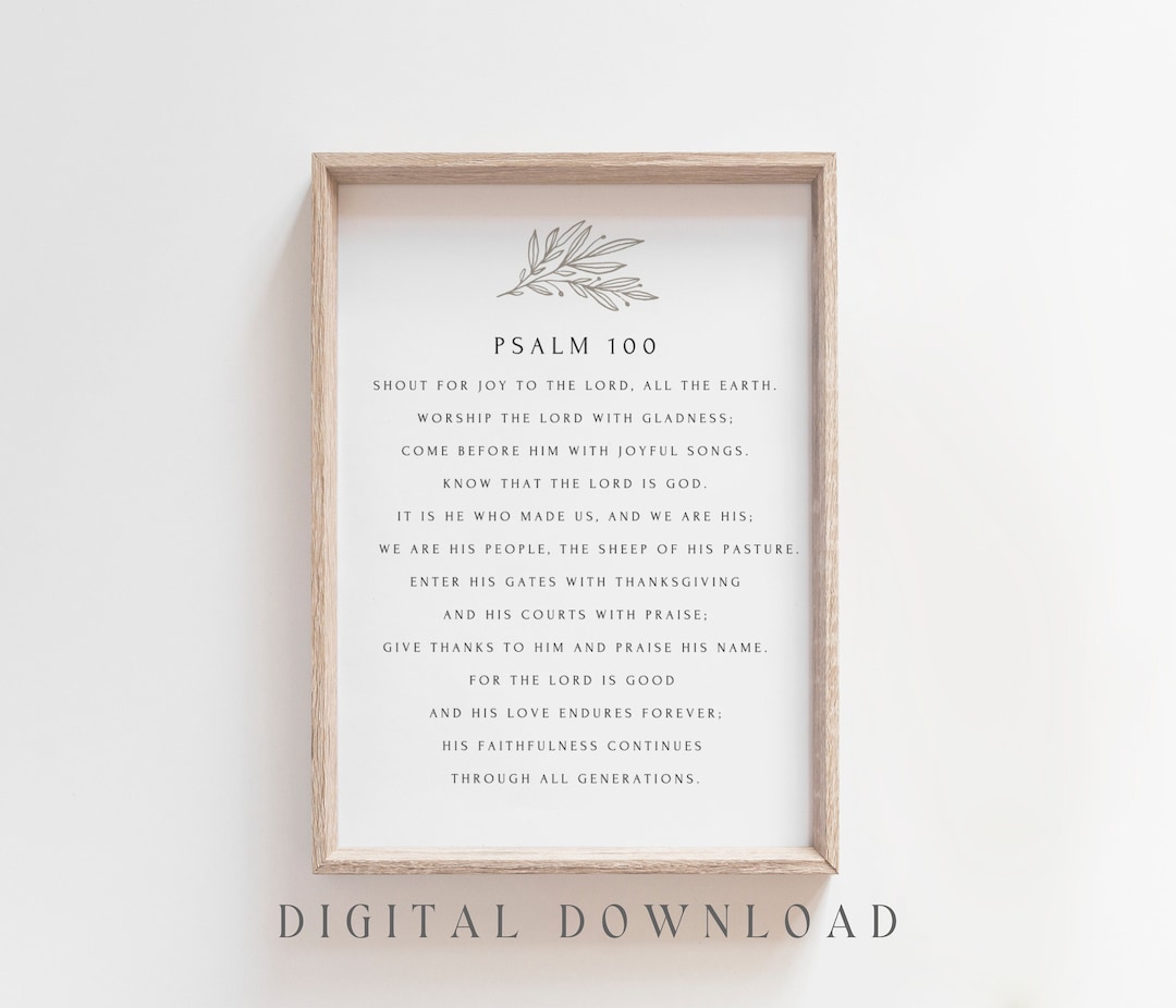 PSALM 100, Digital Download, Christian Wall Art Printable, Modern ...