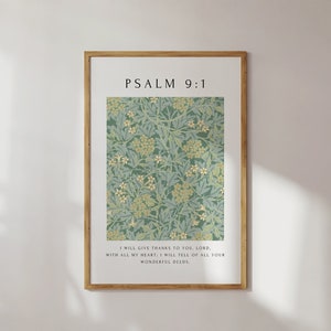 Psalm Christian Wall Art Set of 3, Floral Pattern Bible Verse Print ...
