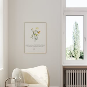 Botanical Christian Wall Art, Consider the Lilies, Luke 12:27, Floral ...