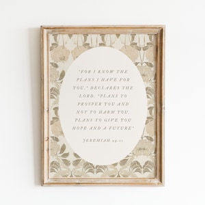 Christian Wall Art, Jeremiah 29:11, Vintage Floral Pattern Art, Bible ...