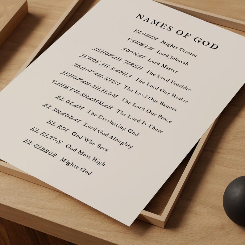 Hebrew Names of God, Christian Hanging Sign, Framed Bible Verse Wall ...