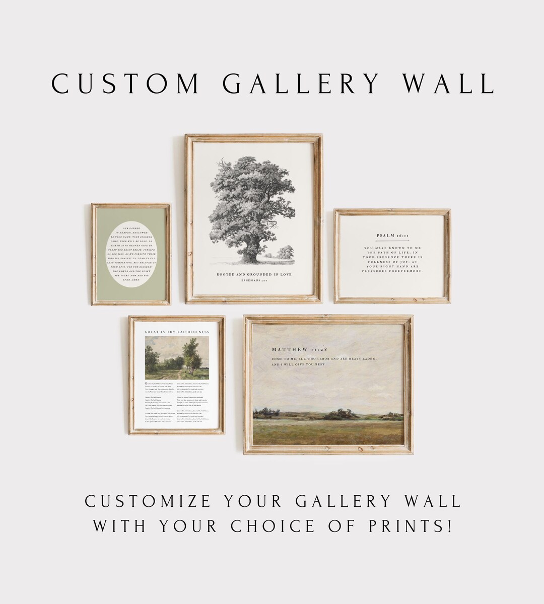 Custom Christian Gallery Wall Art, Bible Verse Wall Print Bundle ...