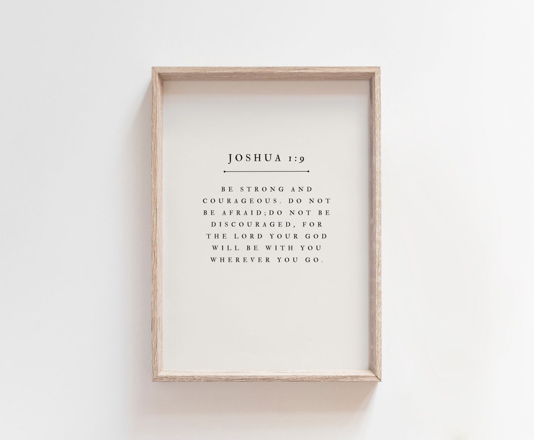 Be Strong & Courageous, Christian Wall Art, Typography Bible Verse ...