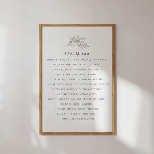 Psalm 100 Minimal Christian Wall Art Scripture Print - Etsy