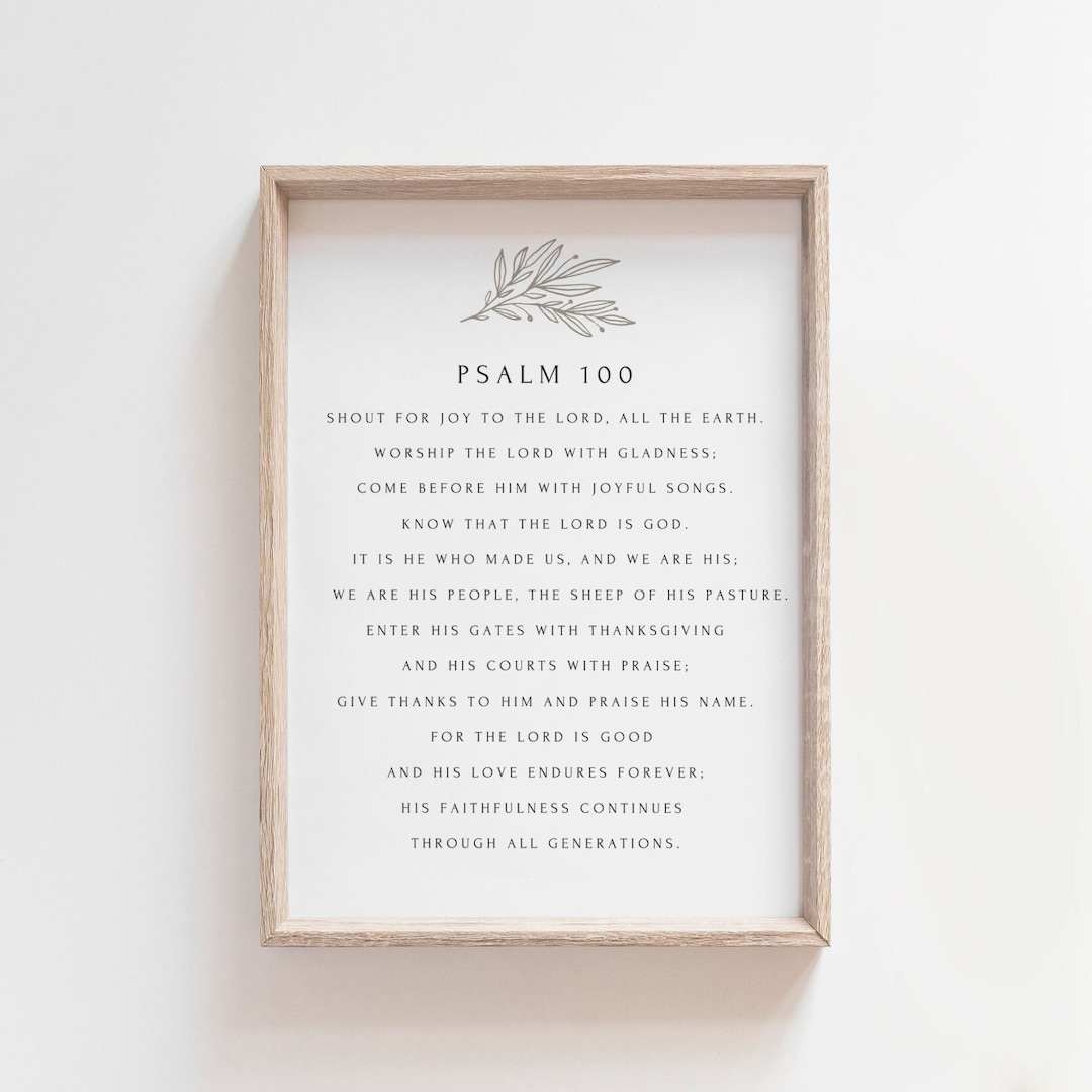 Psalm 100, Minimal Christian Wall Art, Scripture Print, Farmhouse Decor ...