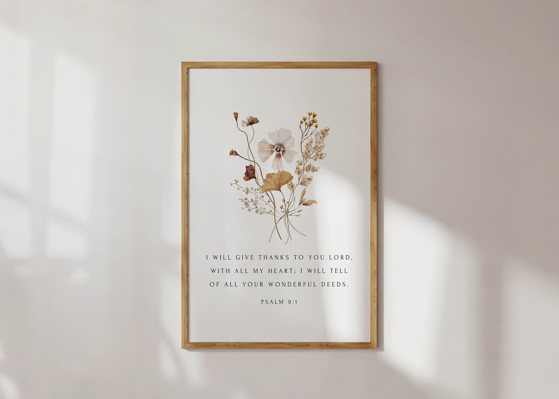 Fall Christian Wall Art Give Thanks Psalm 9:1 Fall - Etsy