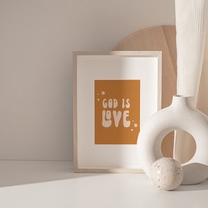 Boho Printable Wall Art, God is Love, Christian Aesthetic Faith Poster ...