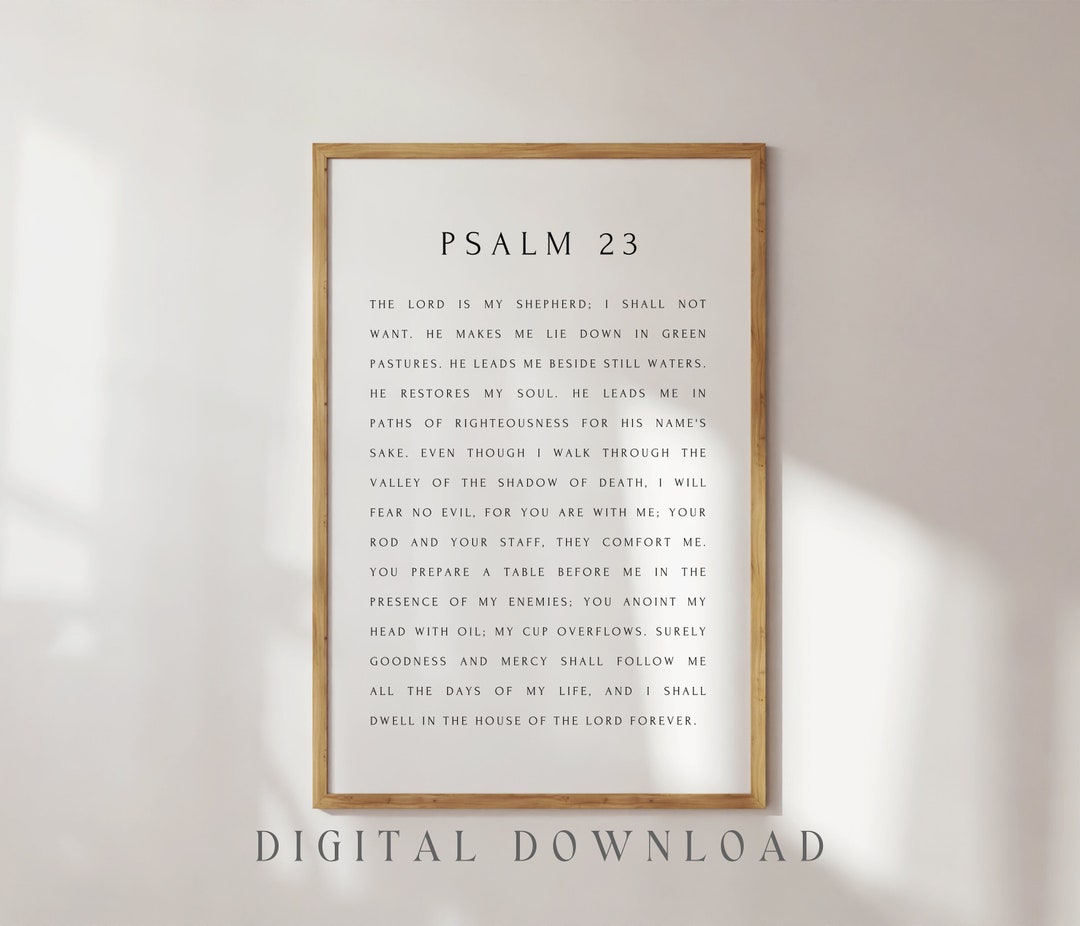 Psalm 23 Typography Print, Modern Christian Wall Art (digital Download ...