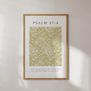Psalm Christian Wall Art Set of 3, Floral Pattern Bible Verse Print ...