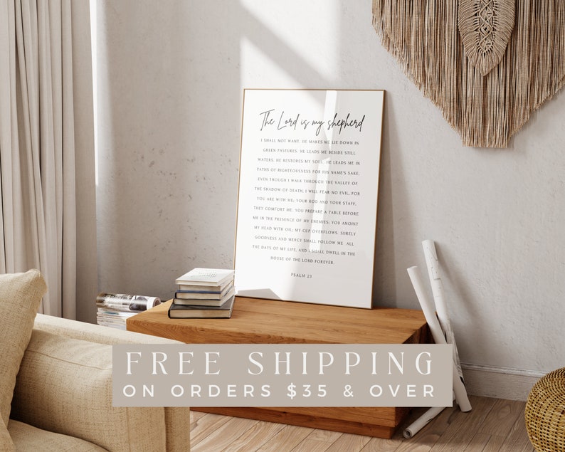Bible Verse Wall Art Psalm 23 Poster the Lord is My - Etsy