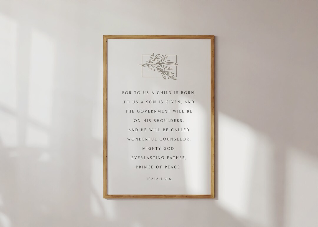 Christmas Bible Verse Wall Art, Isaiah 9:6, Christian Wall Art, for to ...