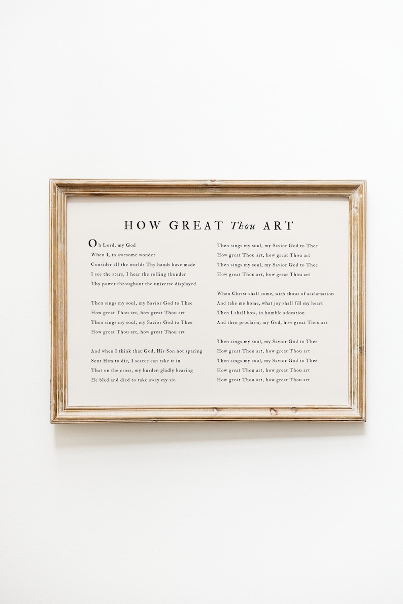 How Great Thou Art Hymn Print, Christian Wall Art, Worship Song Lyrics ...