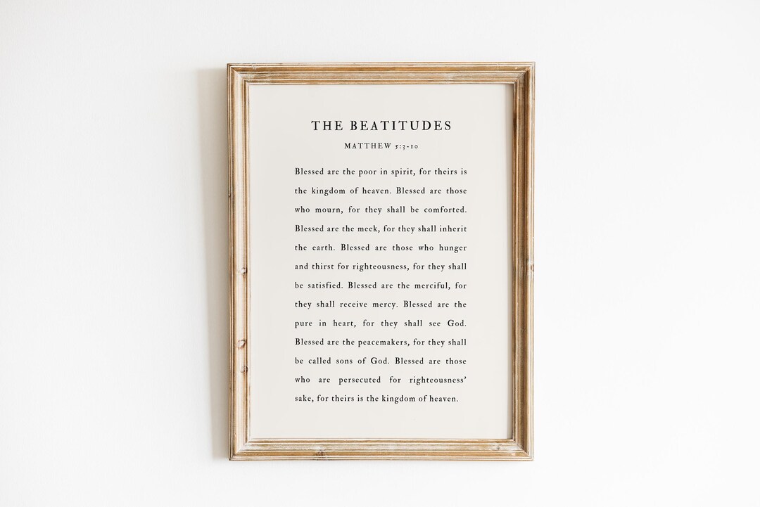 The Beatitudes, Bible Verse Wall Art, Matthew 5:3-10, Minimal Scripture ...
