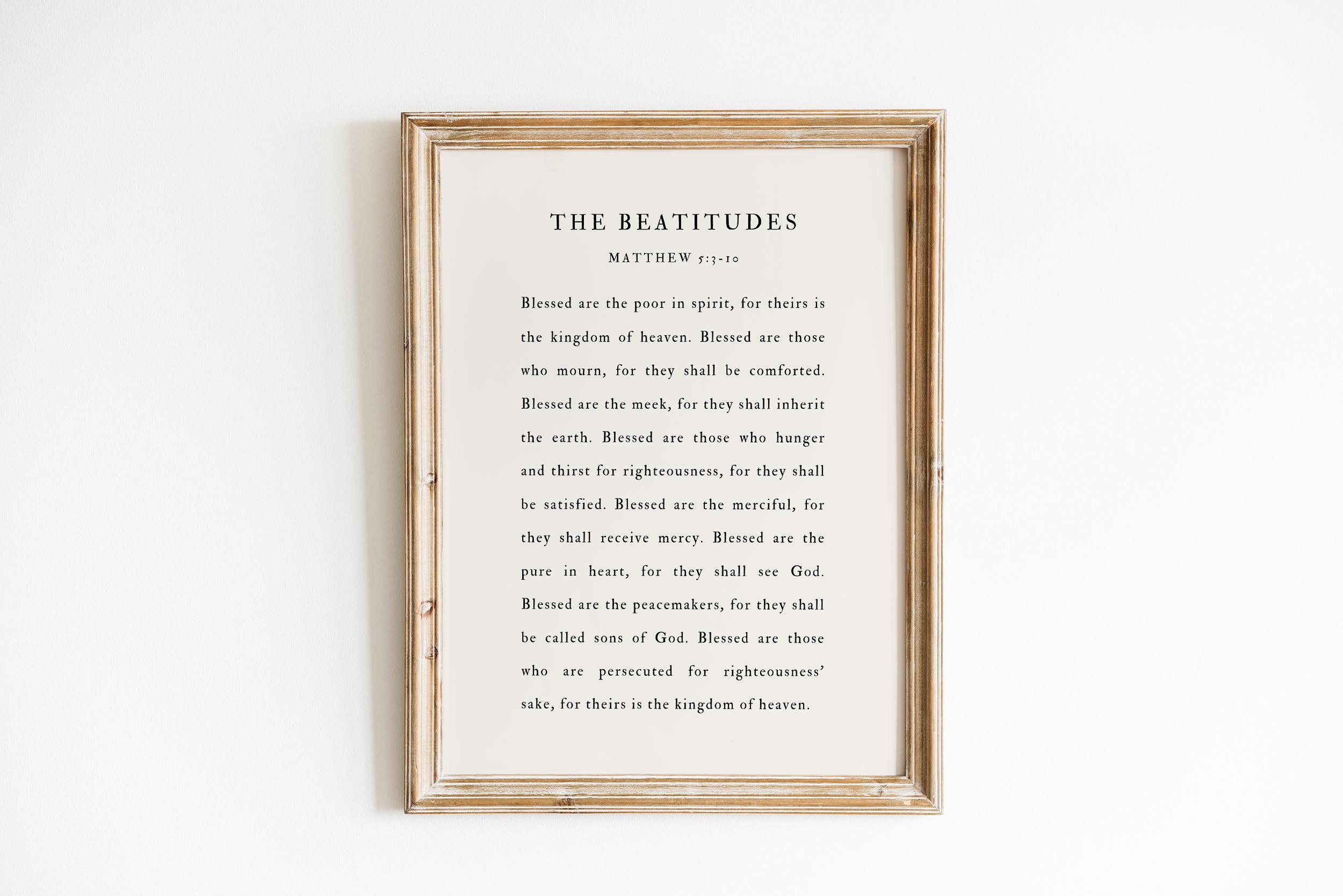 The Beatitudes, Bible Verse Wall Art, Matthew 5:3-10, Minimal Scripture ...