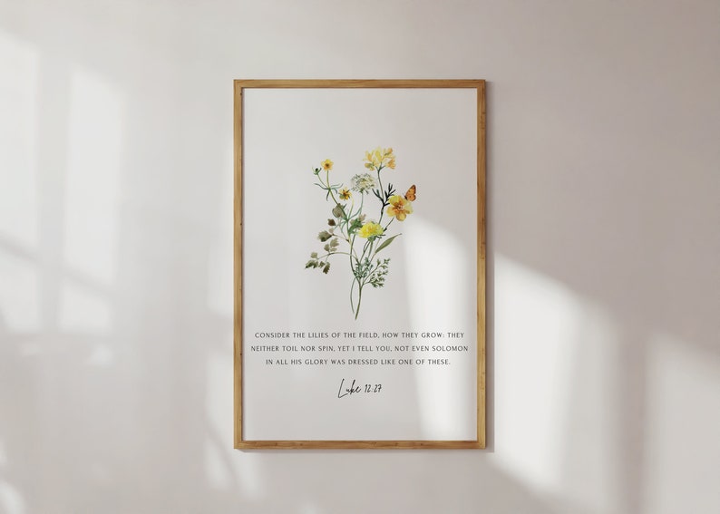 Luke 12:27, Digital Download, Botanical Christian Wall Art, Floral ...
