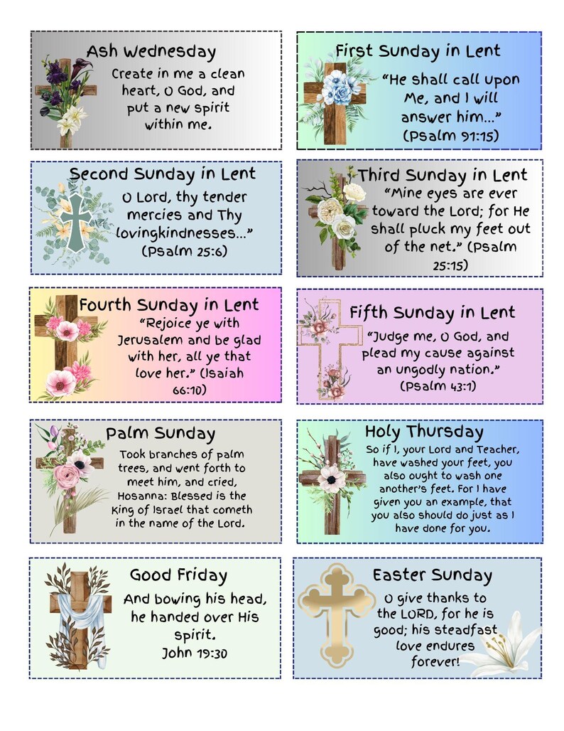 Lent Prayer Cards - Etsy