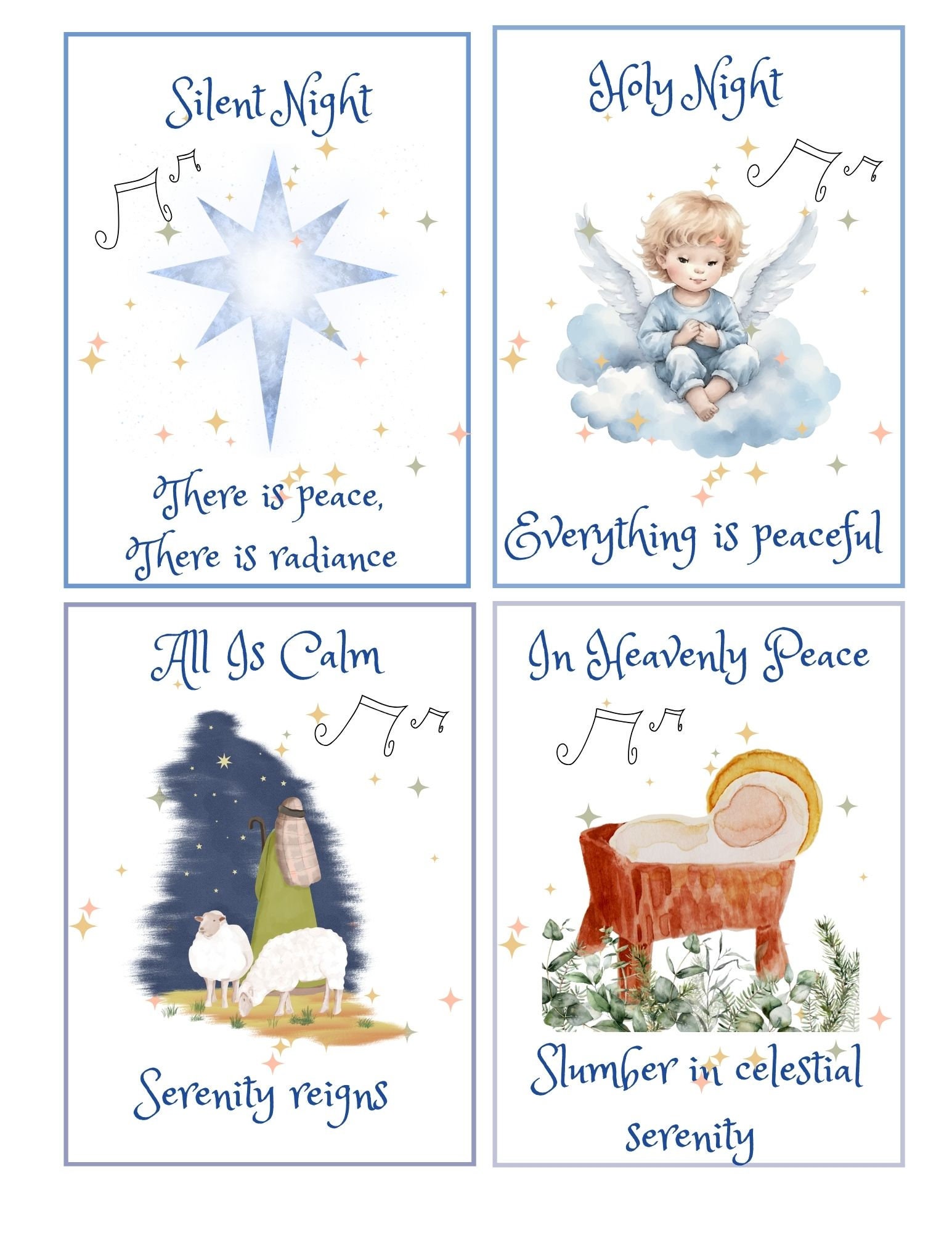 Silent Night Christmas Cards - Etsy