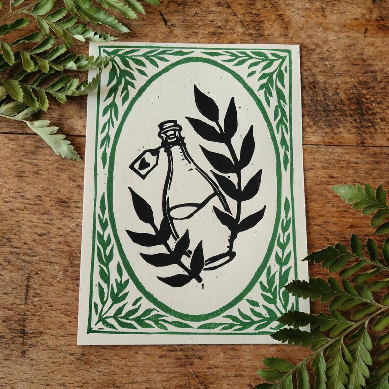 Linocut Print - Love Potion - A6 - Handmade - Etsy