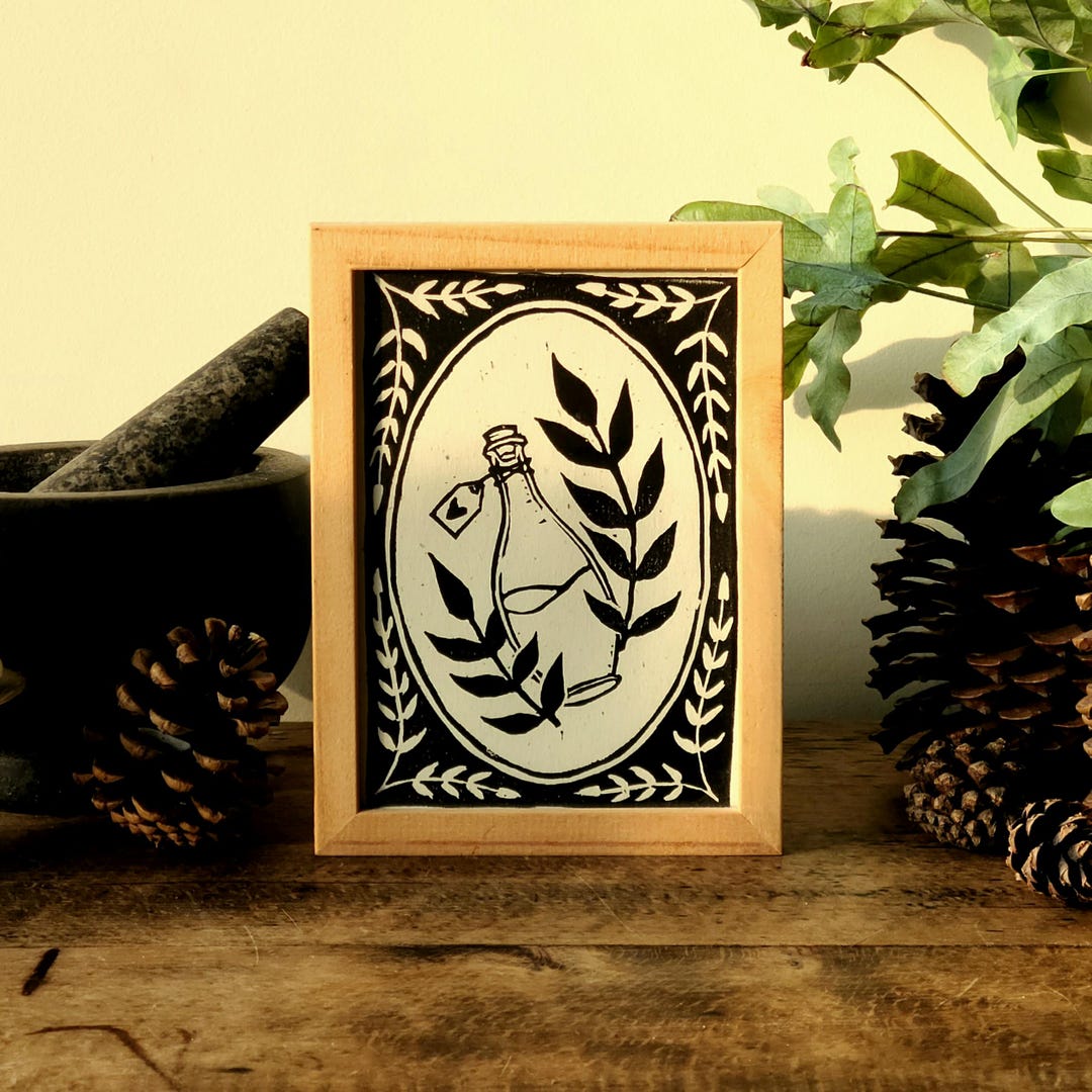 Linocut Print - Love Potion - A6 - Handmade - Etsy