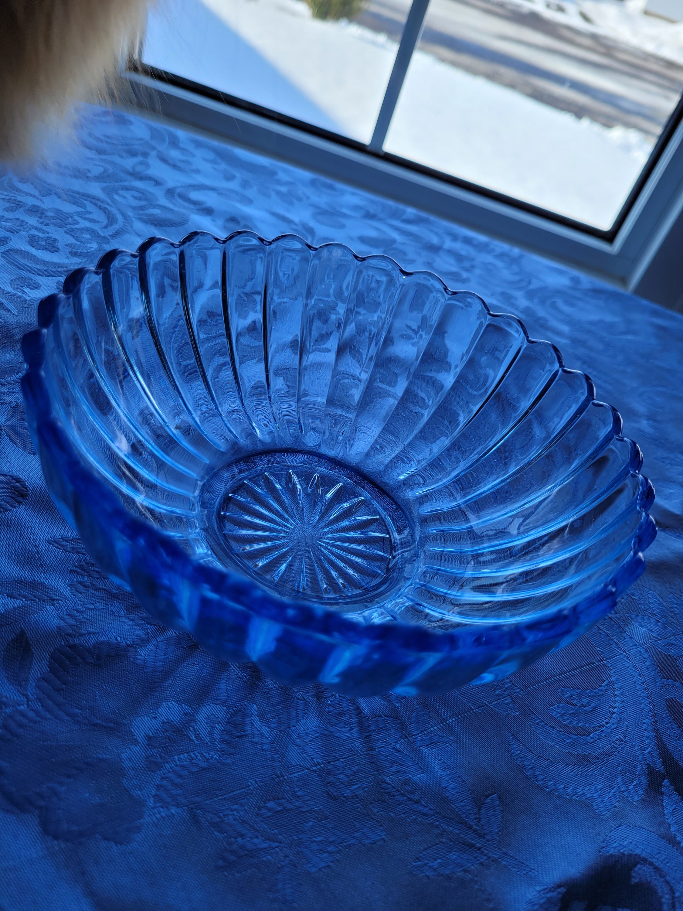 Vintage Blue Depression Glass Serving Dish Home & Living Bowls Kitchen ...