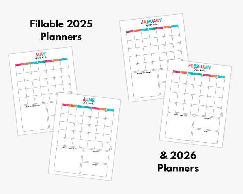 Editable Monthly Planner Bundle 2025 2026, Editable Monthly Calendar ...