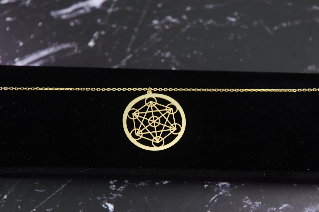 Gold Metatron Necklace Sacred Geometry Seal of Metatron Cube Pendant ...