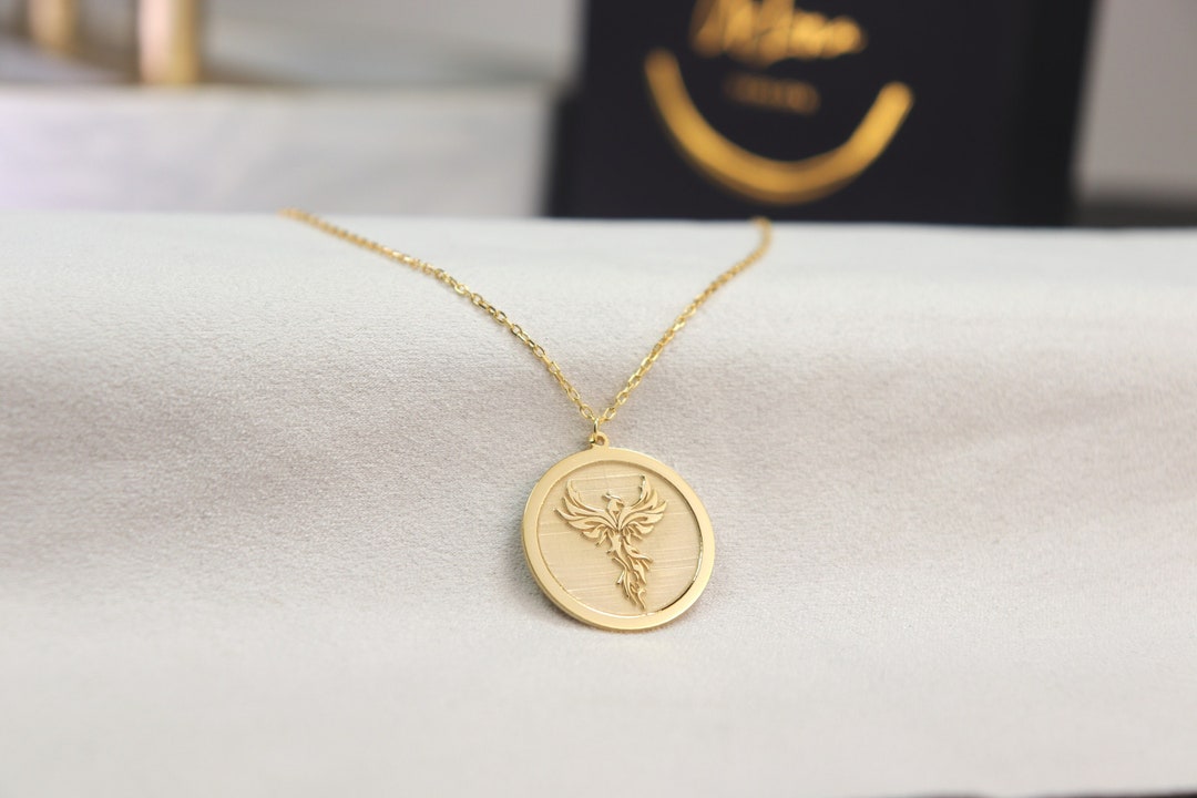 Phoenix Necklace Rebirth in 14K Gold Symbol of New Beginnings Gold ...