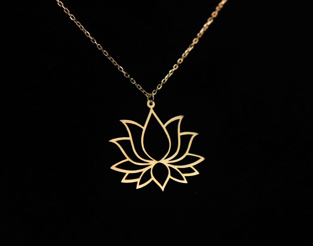 Lotus Flower Necklace: Gold Vermeil Sterling Silver Spiritual Pendant ...