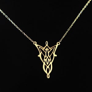 14K Gold Eternal Radiance: Arwen's Light-bearer Necklace in Gold Elven ...