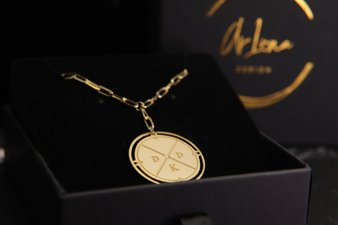 Personalized Compass Necklace: Gold Vermeil Sterling Silver Paperclip ...