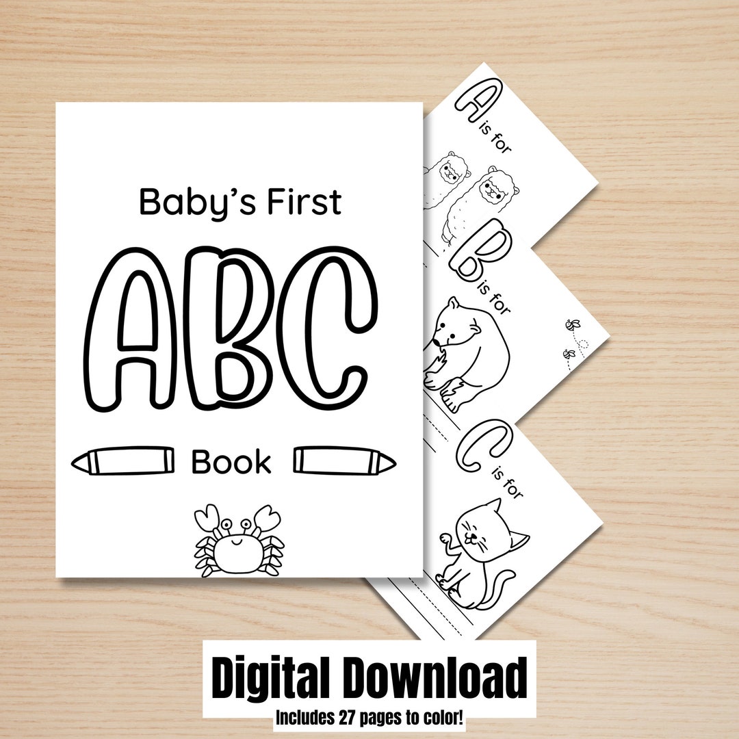ABC Book Baby Shower, ABC Coloring Book Baby Shower Gift, Baby Shower ...